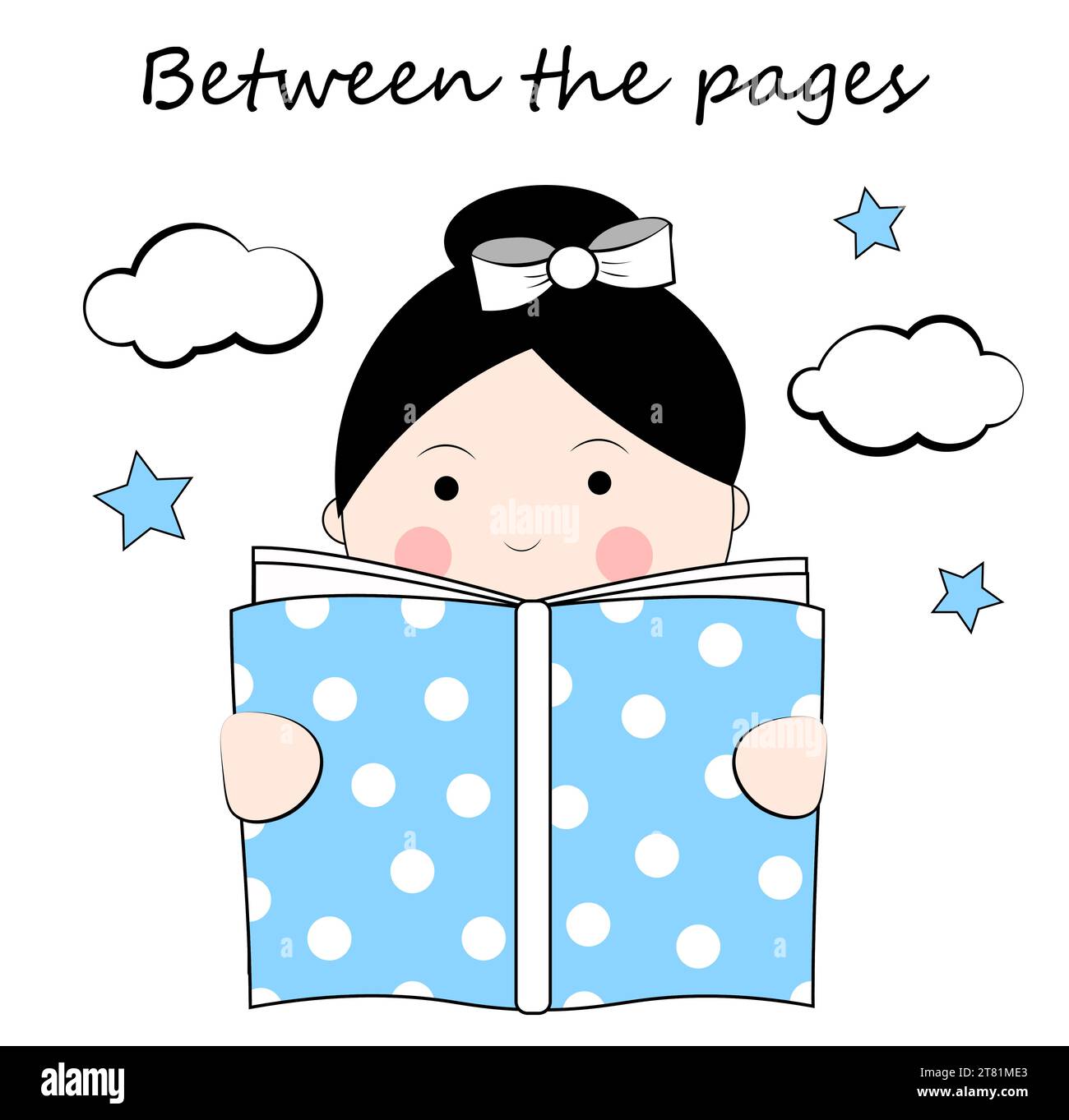 Cute woman reading a book. Vector illustration in doodle style Stock ...