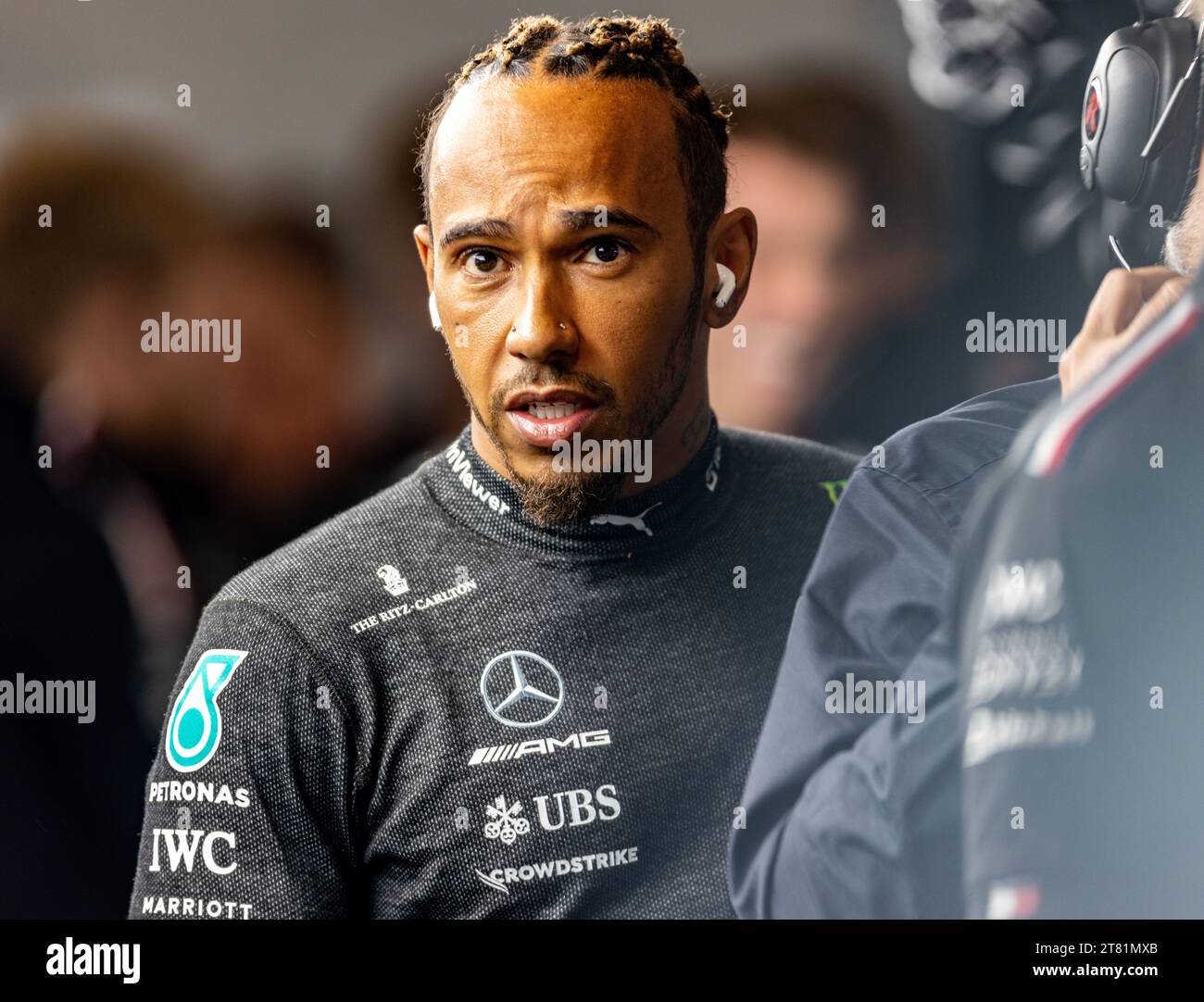 Las Vegas, Nevada - November 17th, 2023: Lewis Hamilton, driver of the #44 Mercedes AMG Petronas ...