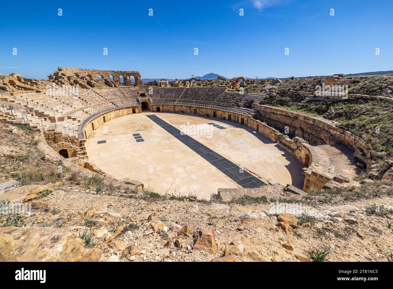 Uthina, Ben Arous, Tunisia. The Roman Amphitheater at the Uthina ...