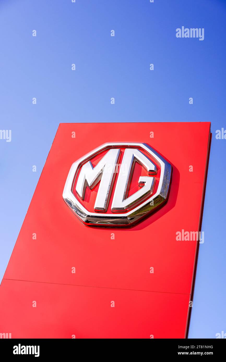 MG car dealer sign Stock Photo - Alamy