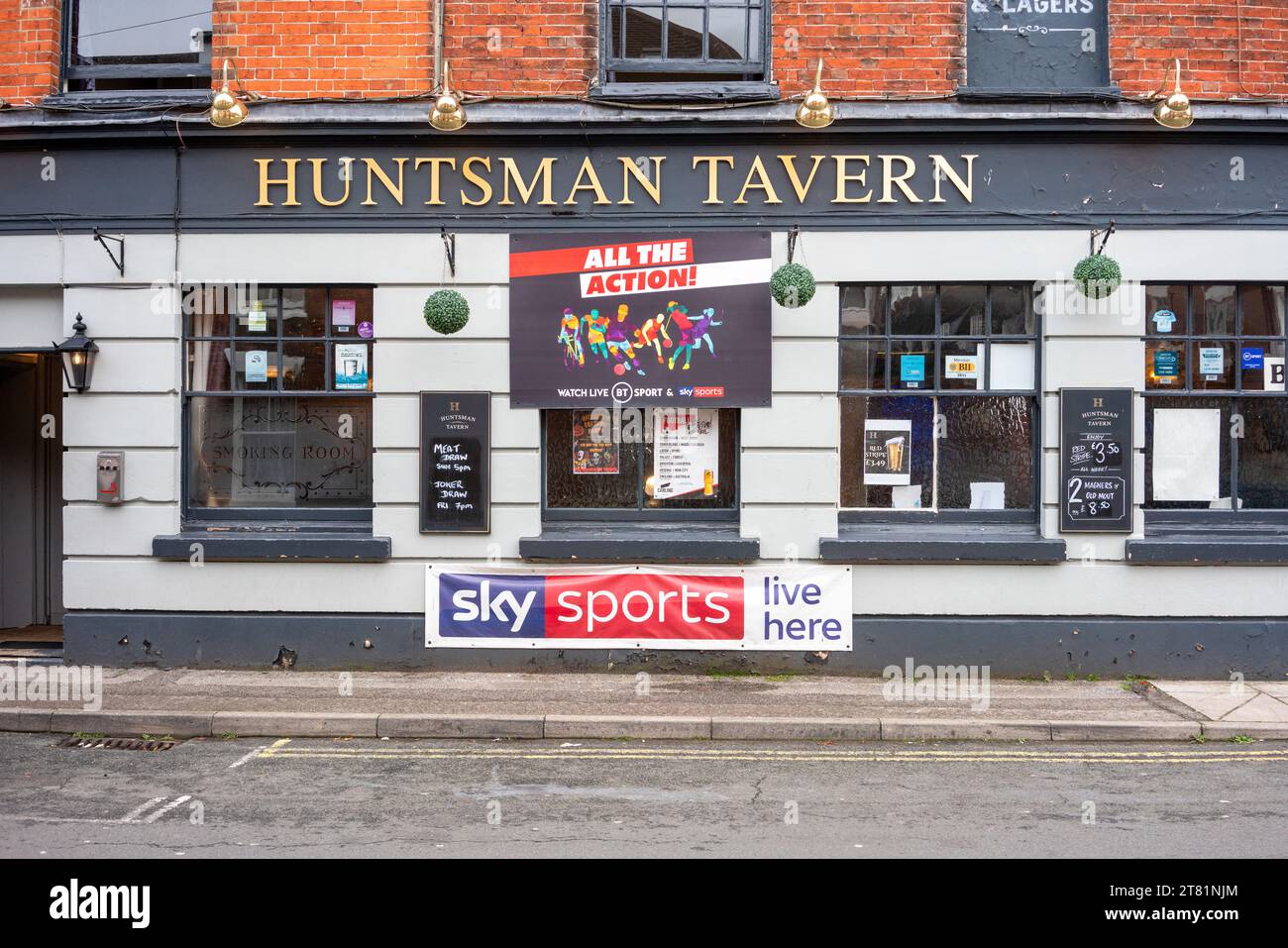 UK pub advertising Sky sports live Stock Photo - Alamy