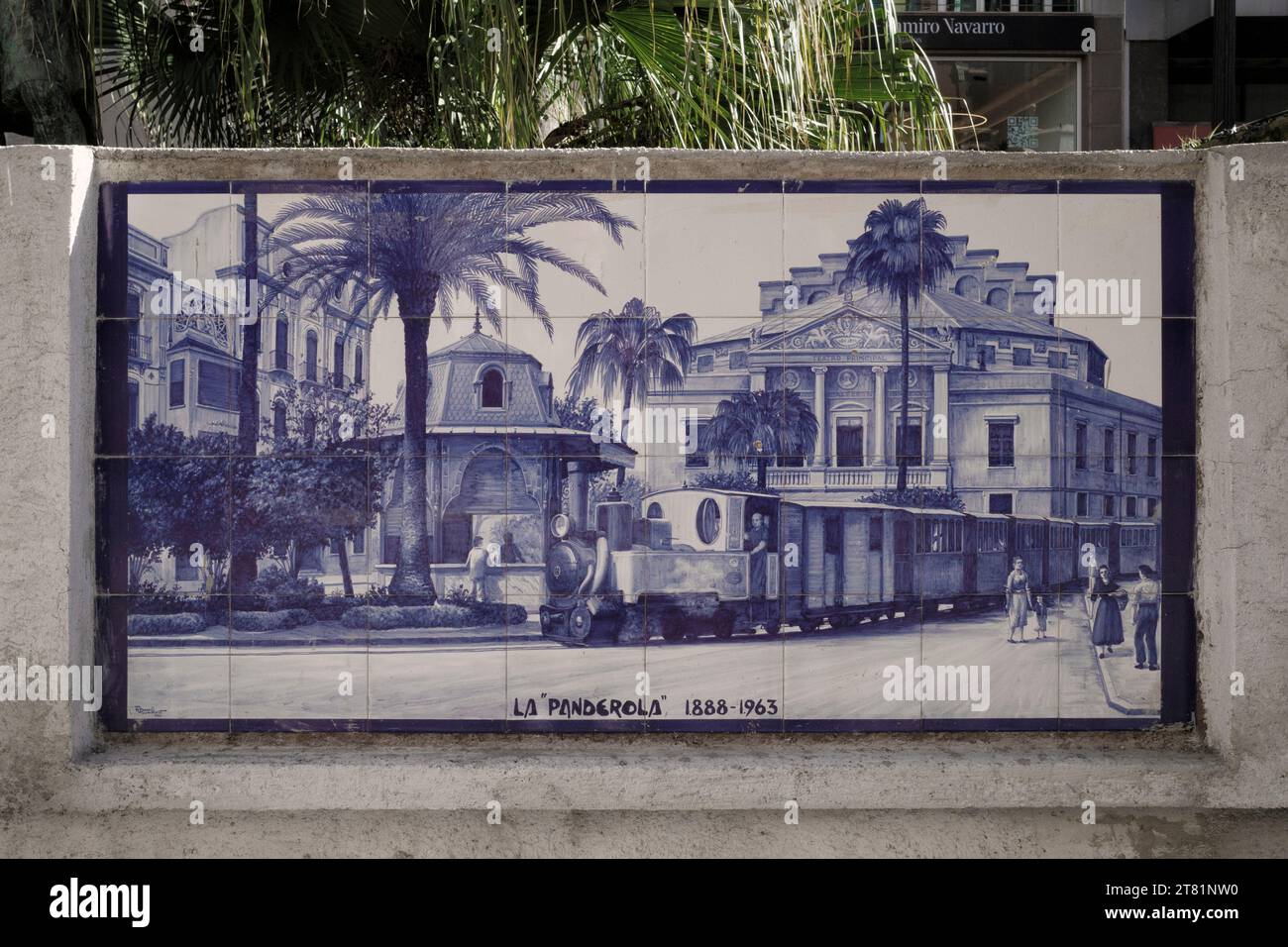 mosaic of blue Panderola tiles, 19th century, on the garden wall of the ...