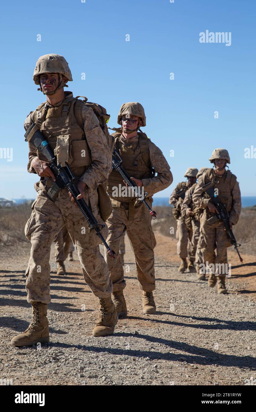U.S. Marine Corps recruits with Kilo Company, 3rd Recruit Training ...