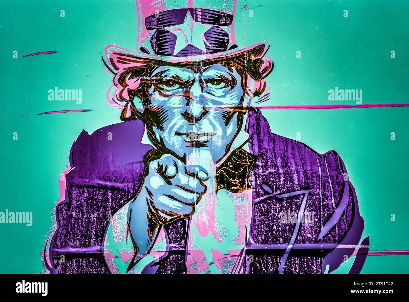 Graphic abstract Uncle Sam I Want You poster Stock Photo - Alamy