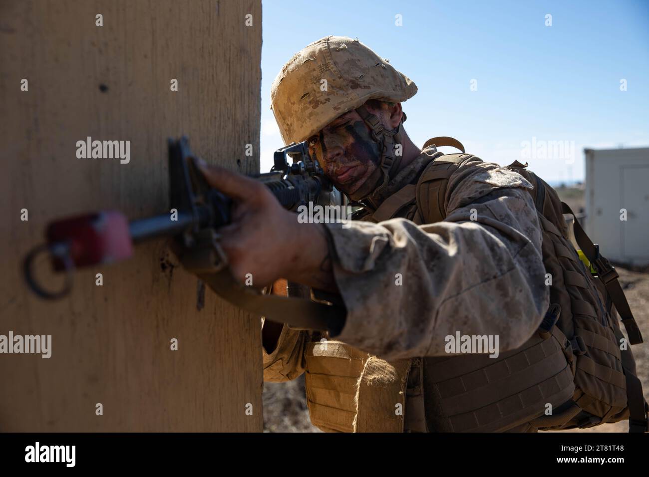A U.S. Marine Corps recruit with Kilo Company, 3rd Recruit Training ...