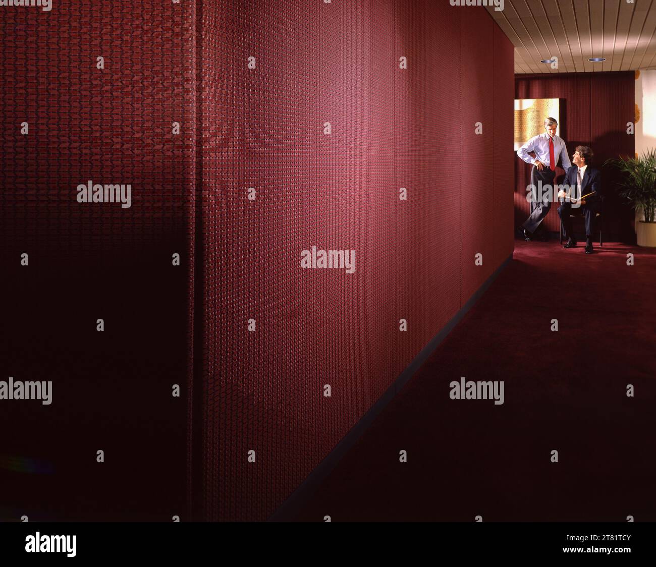 Businessmen in hallway conversation. Copy space Stock Photo - Alamy