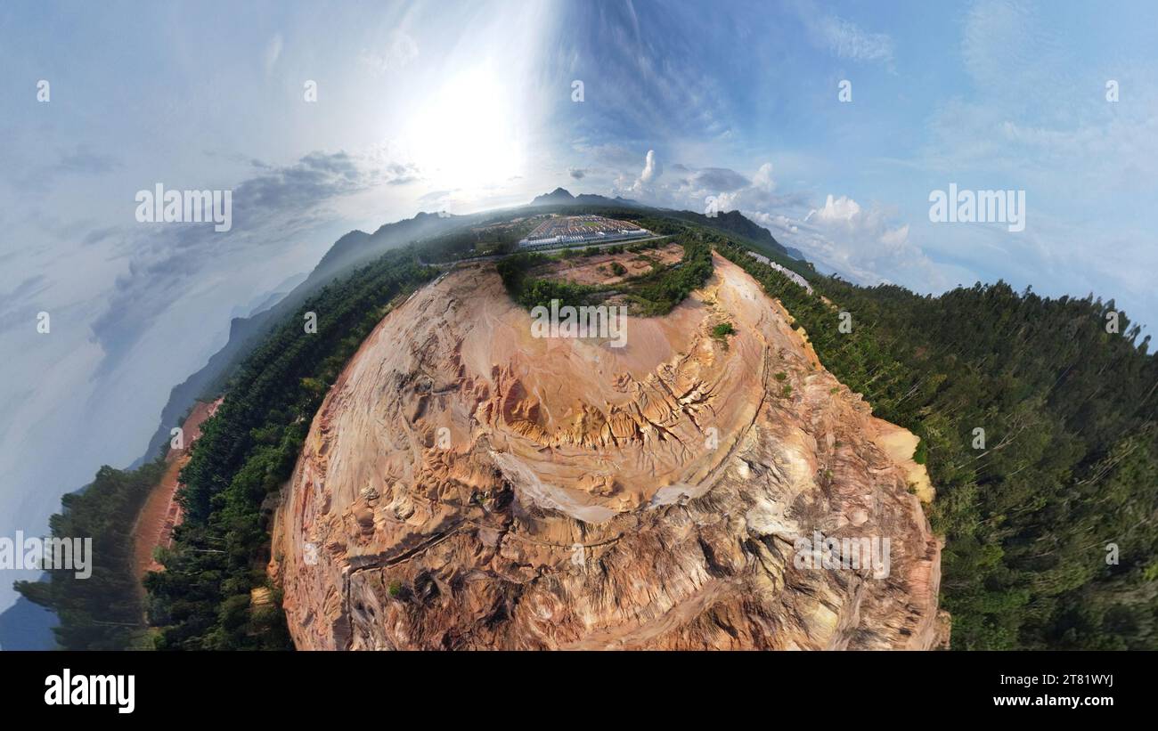 ultra-wide panoramic view on the environment scene around the quarry ...