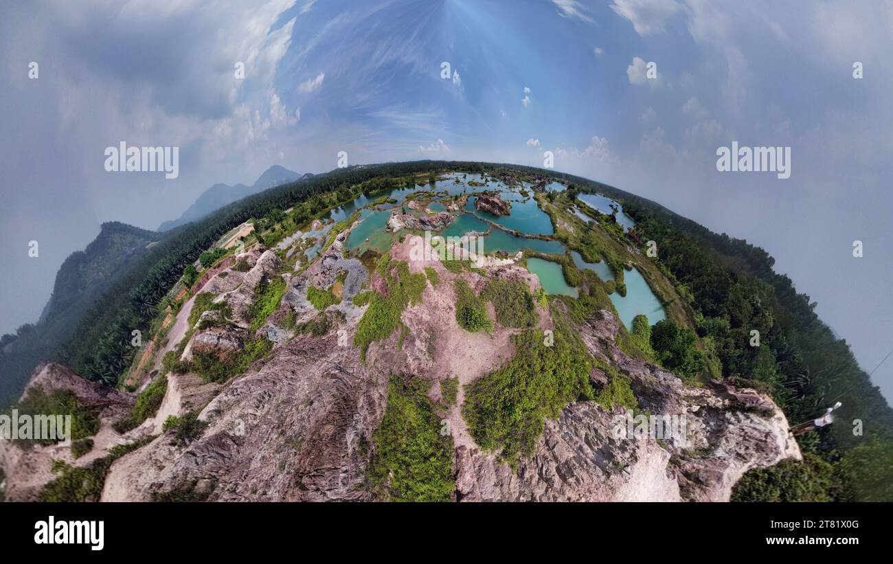 ultra-wide panoramic view on the environment scene around the quarry ...