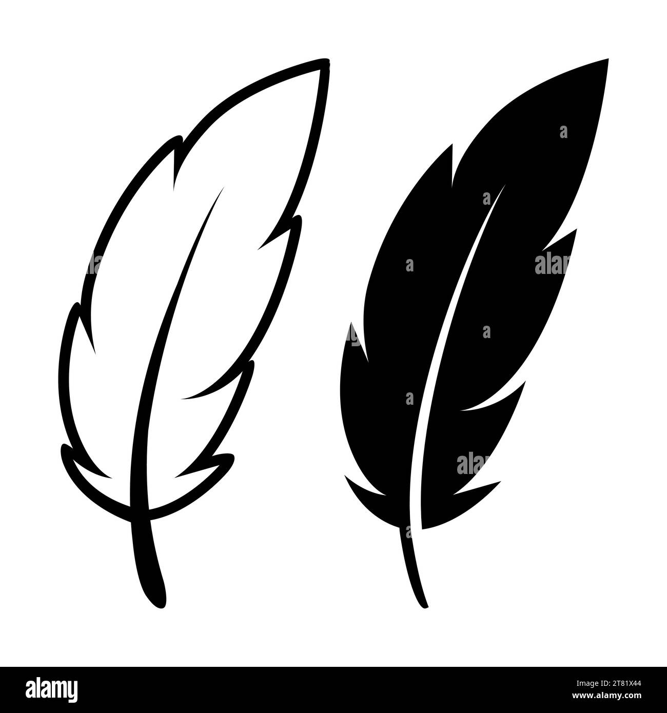 Vector Black and White Fluffy Feather Logo Icon, Silhouette Feather Set ...