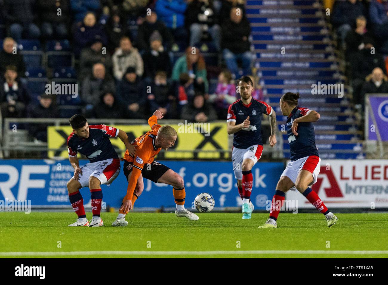 Falkirk, Scotland. 17 November 2023. Craig Sibbald (14 - Dundee United ...