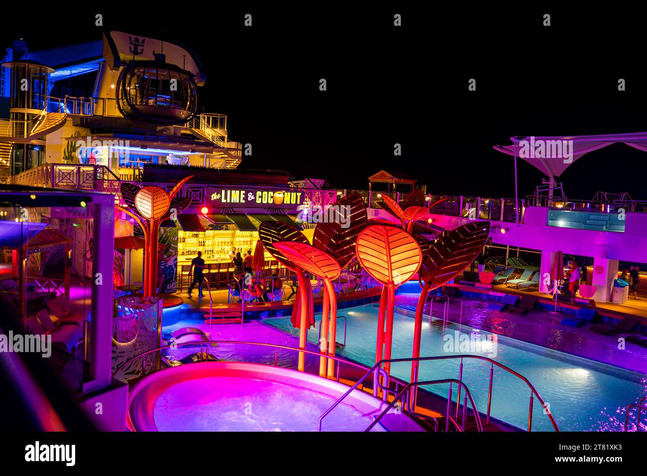 Pool deck of Royal Caribbean's Odyssey of the Seas at night Stock Photo ...
