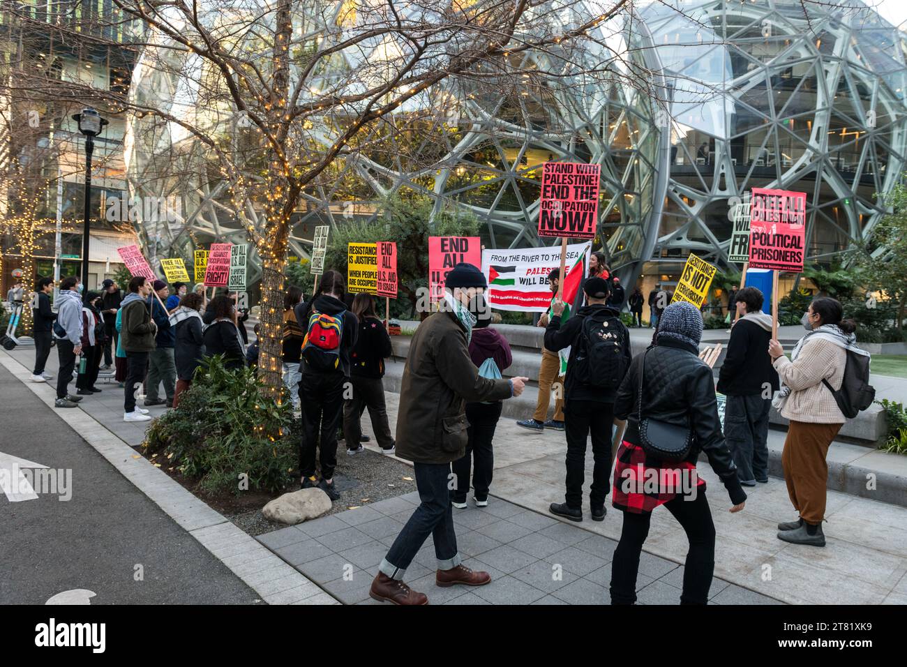 Seattle, USA. 17th Nov 2023. A banner that reads “From The River To The ...