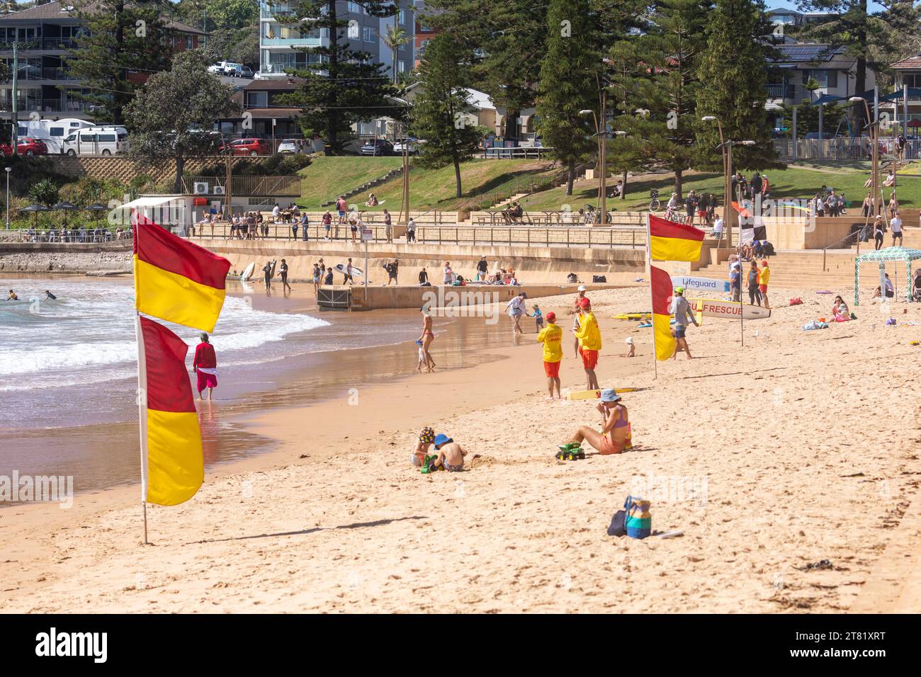 Dee Why beach in Sydney Australia volunteer surf rescue personnel stood ...