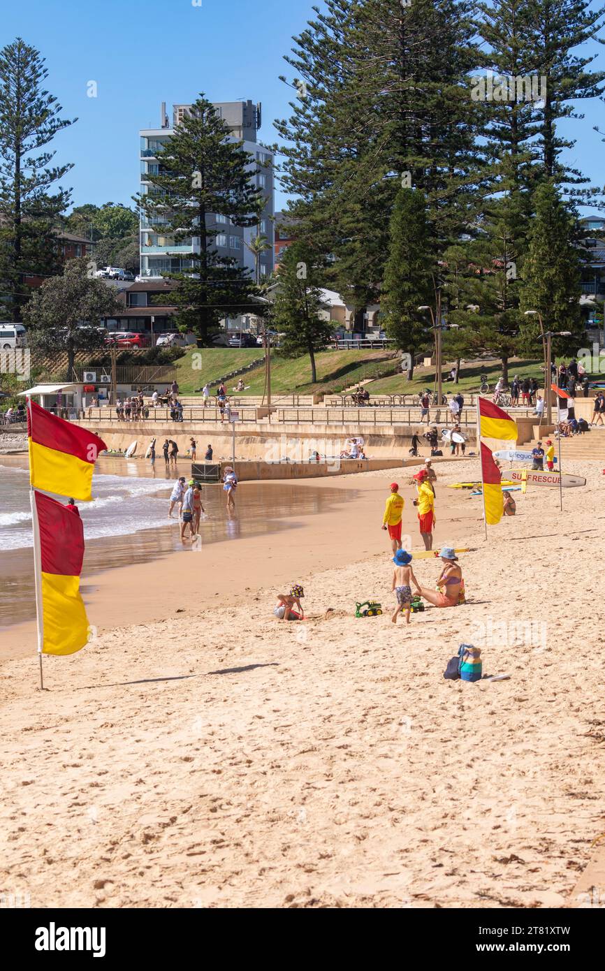Dee Why beach in Sydney Australia volunteer surf rescue personnel stood ...