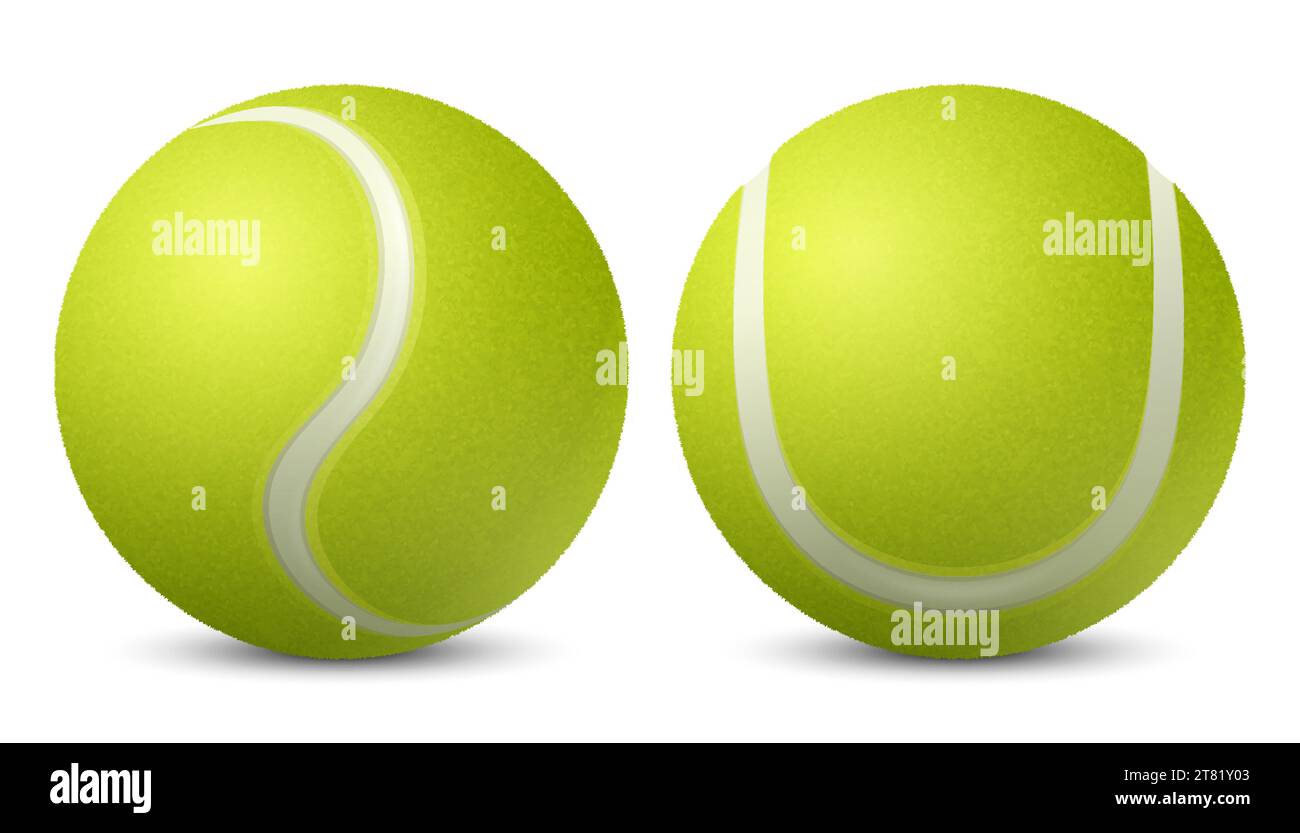 Vector 3d Realistic Green Textured Tennis Ball Icon Set Closeup ...