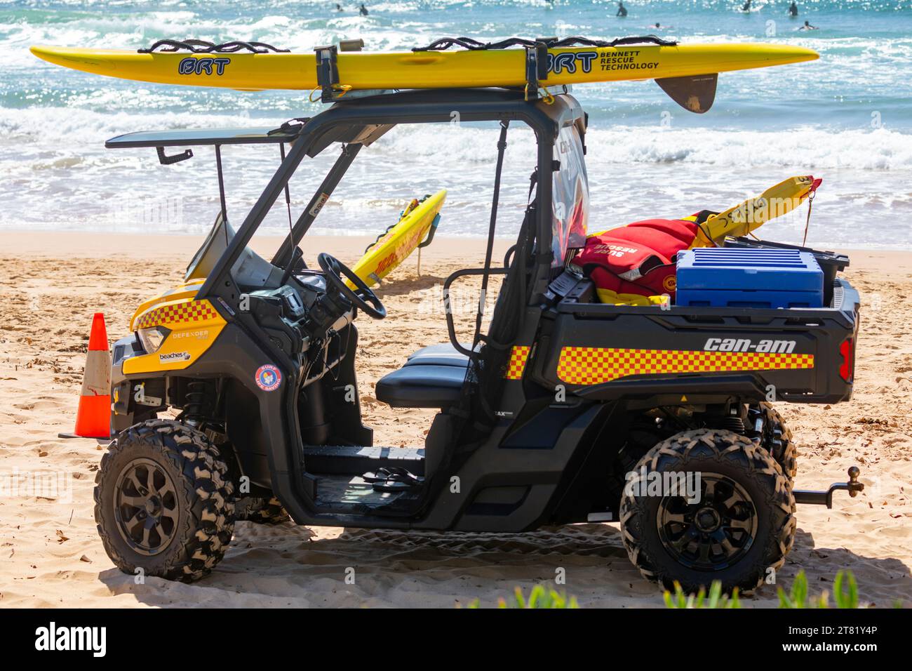 Can Am surf rescue buggy carrying surf rescue surfboard,Dee Why Beach ...