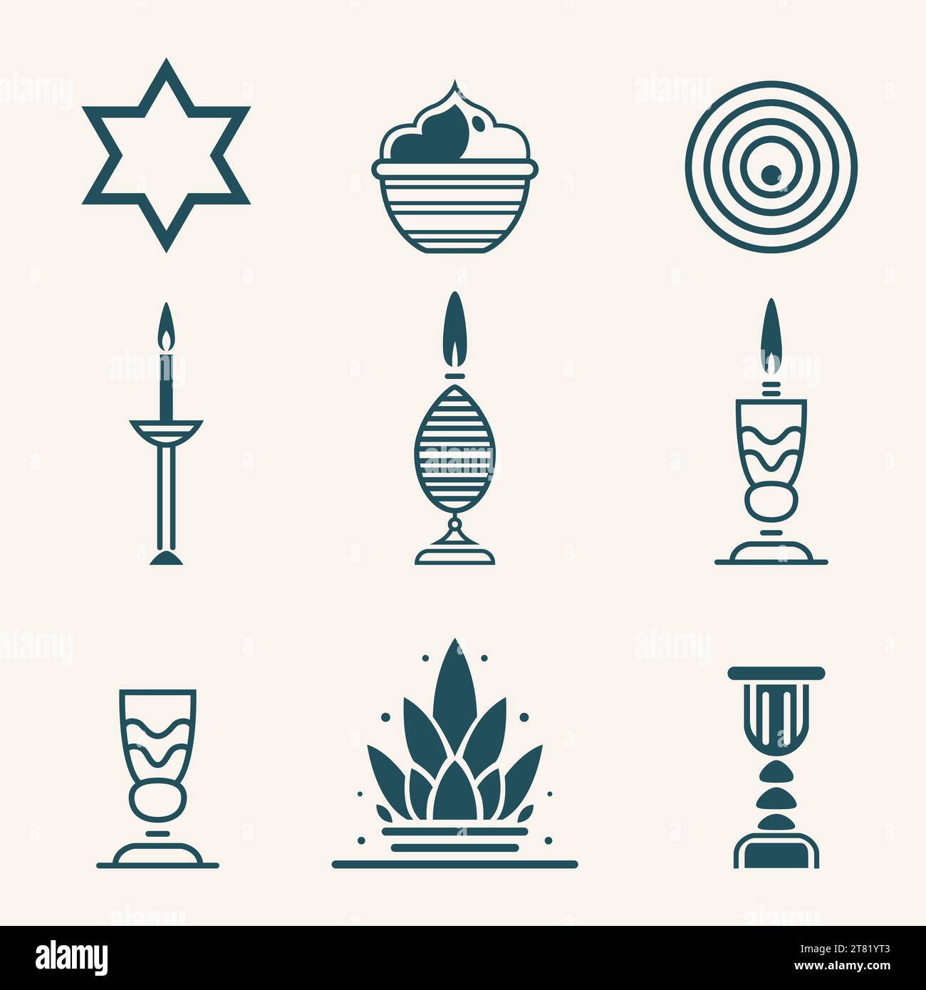 A curated vector set embodies Jewish traditions with symbols like ...