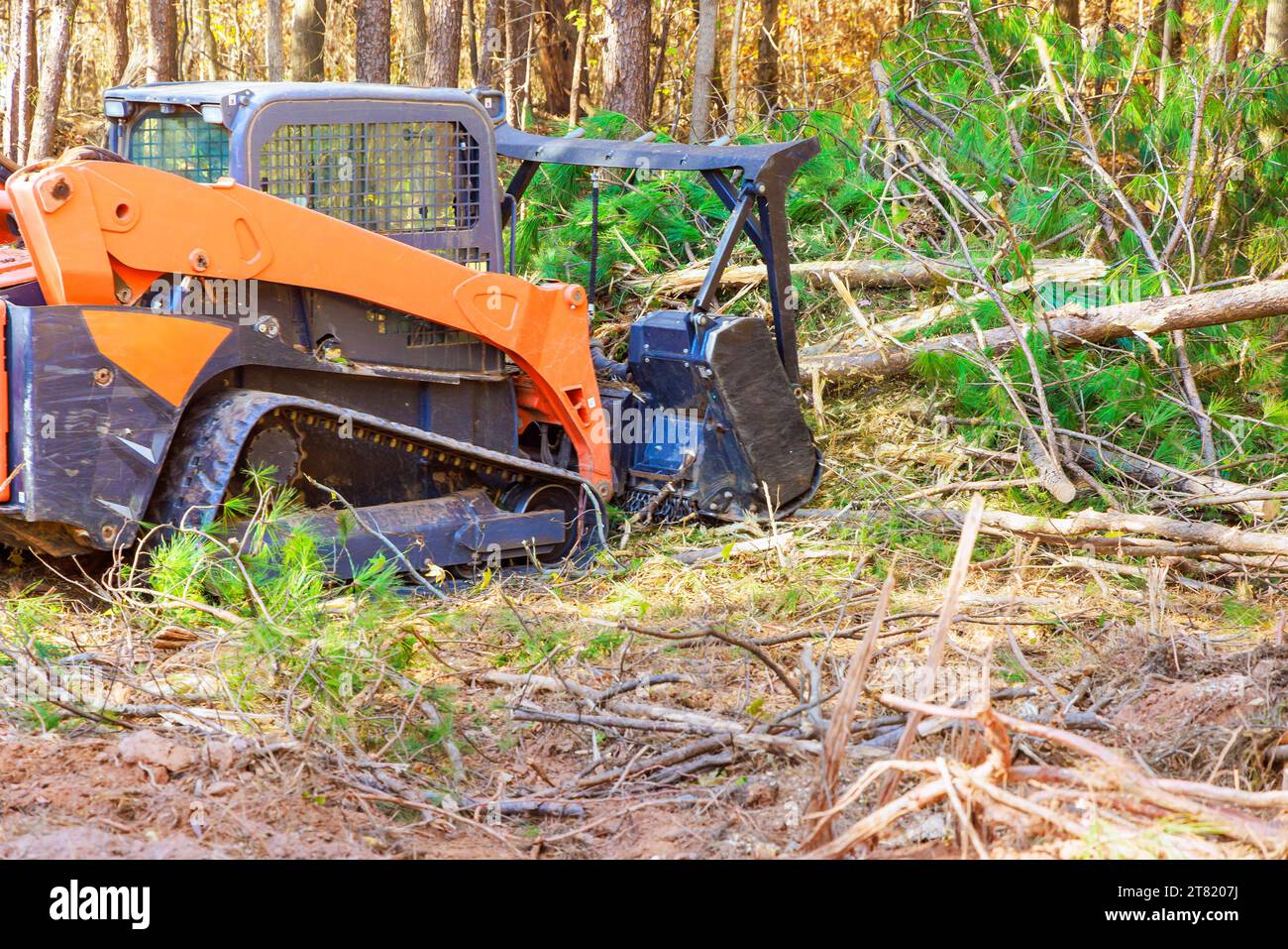Excavator during clearing forest hi-res stock photography and images ...