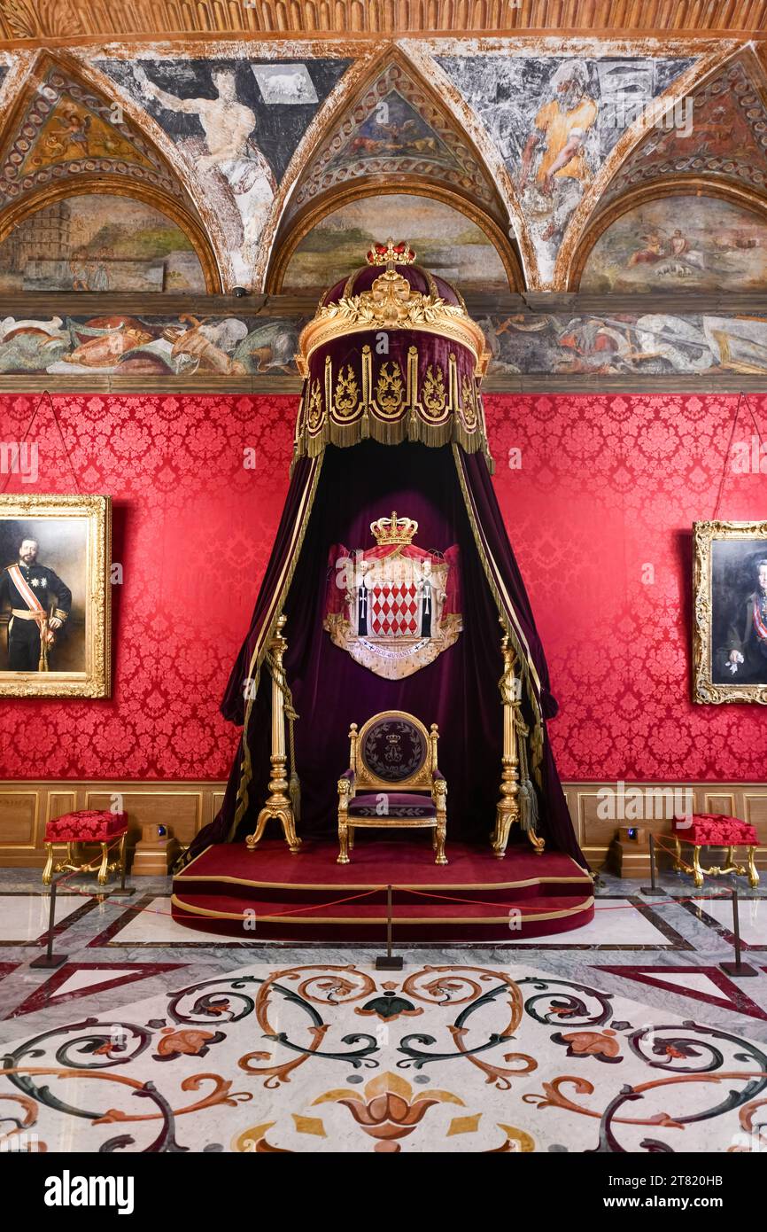 Monaco - Jul 23, 2022: Interior of the Prince's Palace of Monaco is the ...