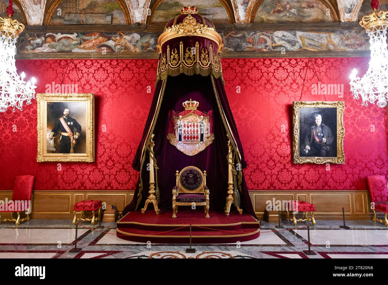 Monaco - Jul 23, 2022: Interior of the Prince's Palace of Monaco is the ...