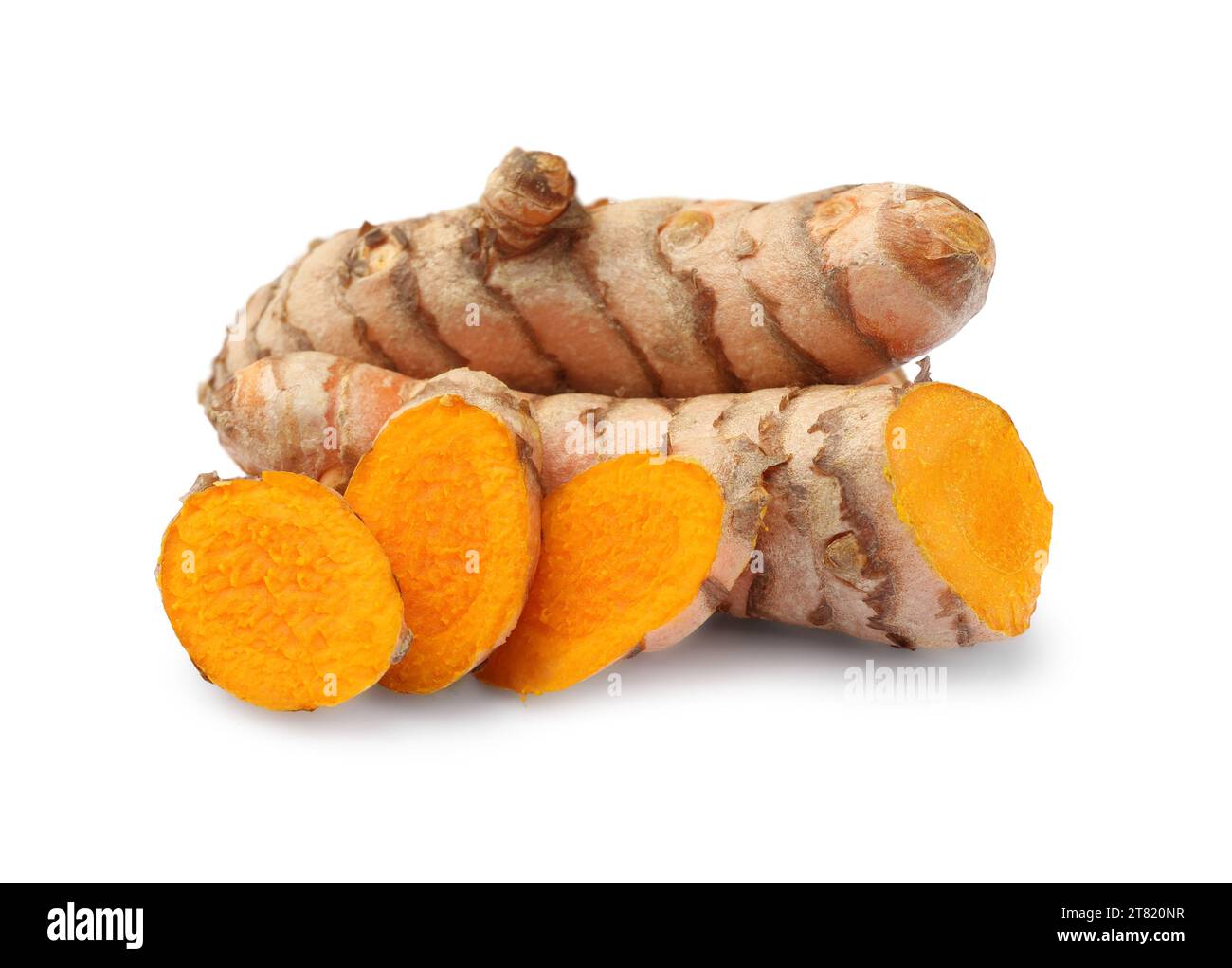 Whole and cut turmeric roots isolated on white Stock Photo - Alamy
