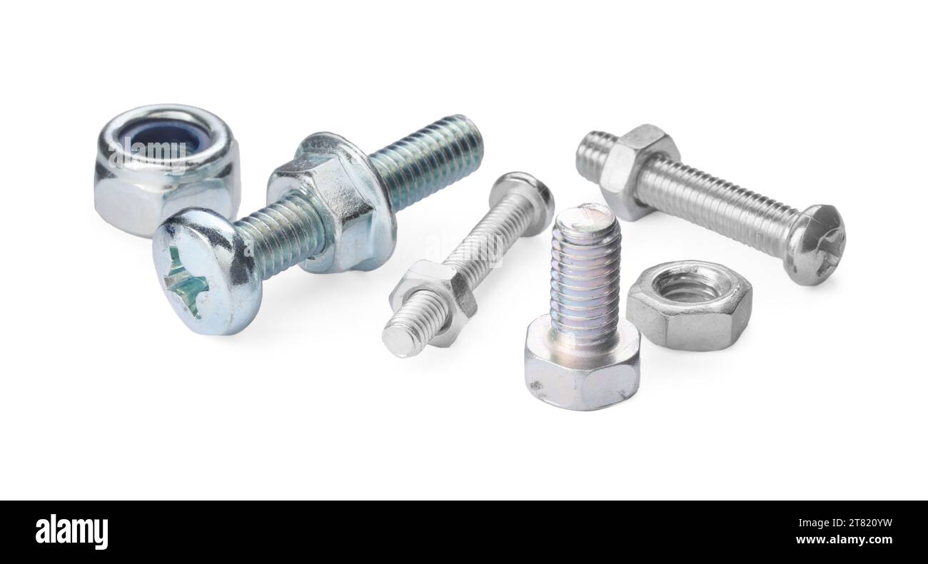 Many different metal fasteners isolated on white Stock Photo - Alamy