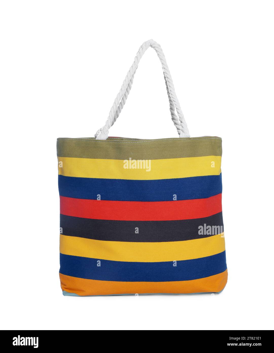Stylish striped beach bag isolated on white Stock Photo - Alamy