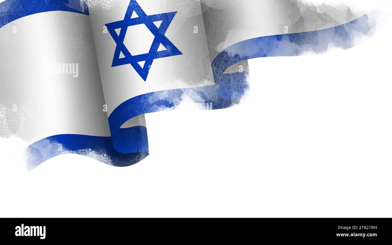 National flag of Israel on white background, illustration Stock Photo ...