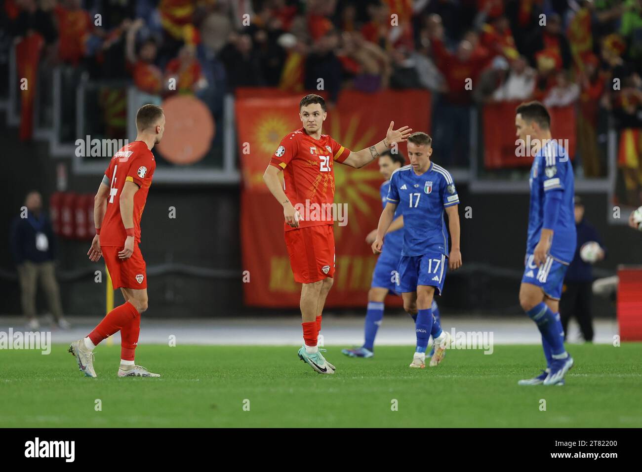 Jani Atanasov of North Macedonia celebrates after scoring a goal during ...