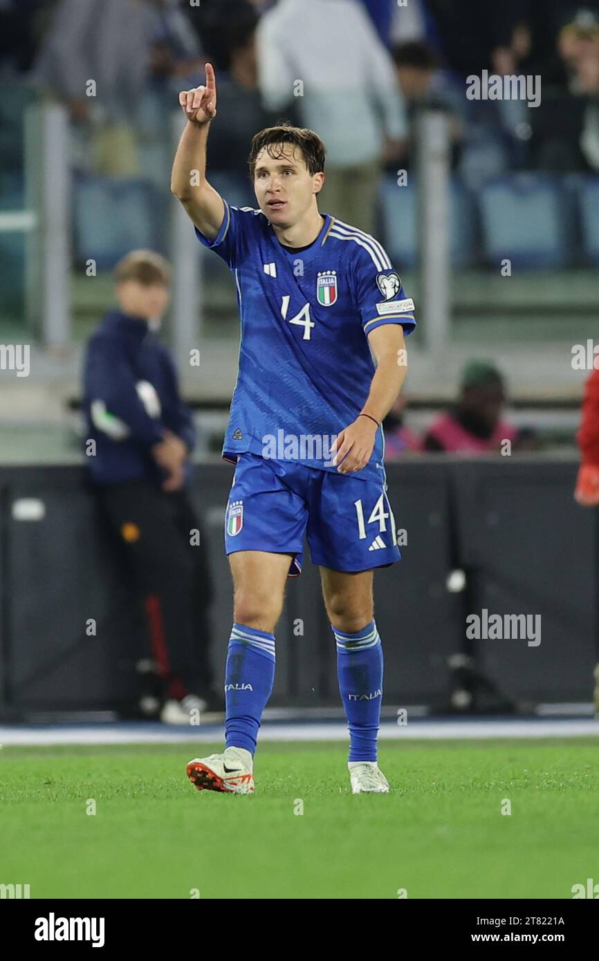 Federico Chiesa of Italy celebrates after scoring a goal during the ...