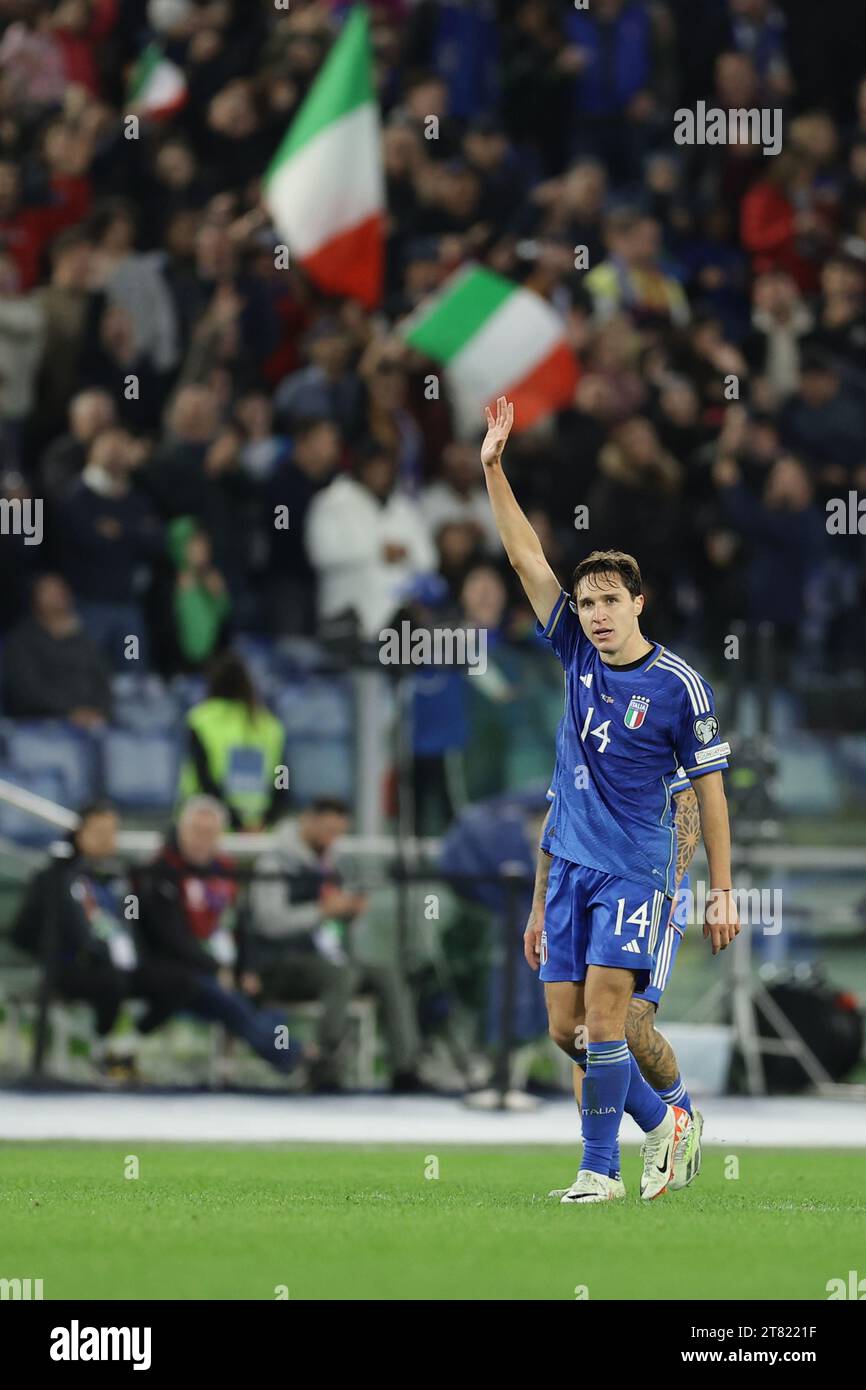 Federico Chiesa of Italy celebrates after scoring a goal during the ...