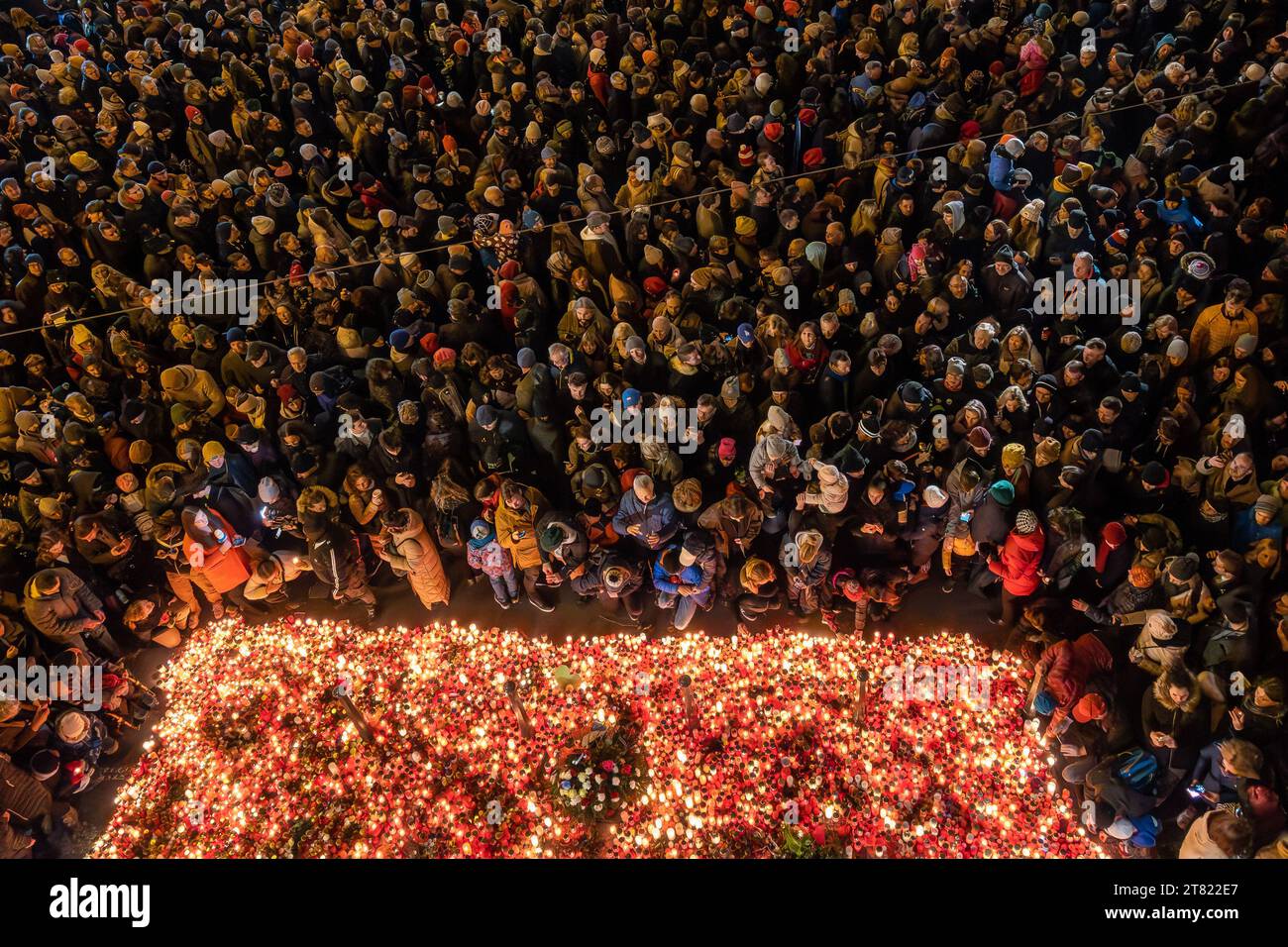 People light candles at the Velvet Revolution memorial to commemorate ...