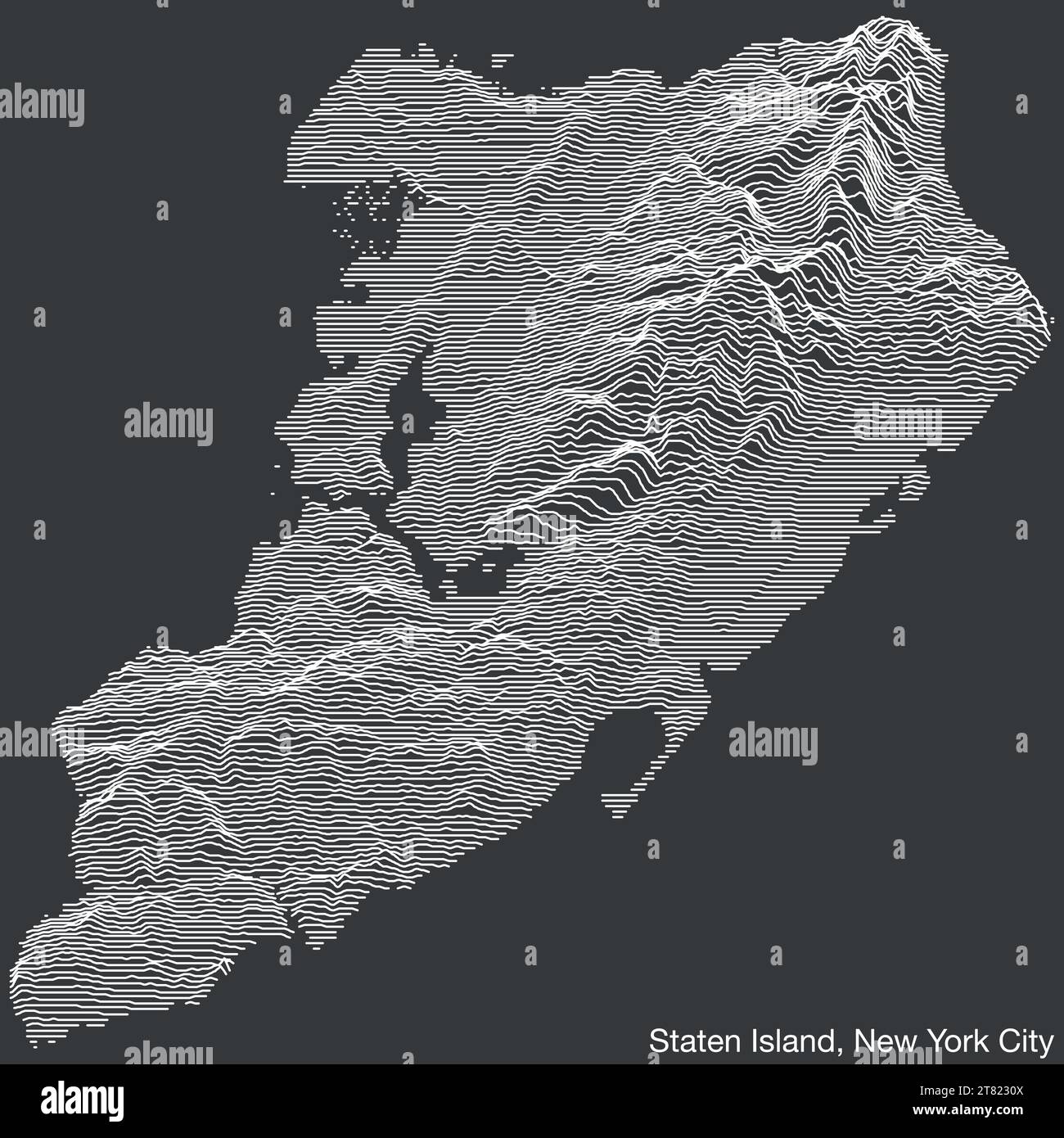 Topographic exaggerated relief map of the STATEN ISLAND, NEW YORK CITY ...