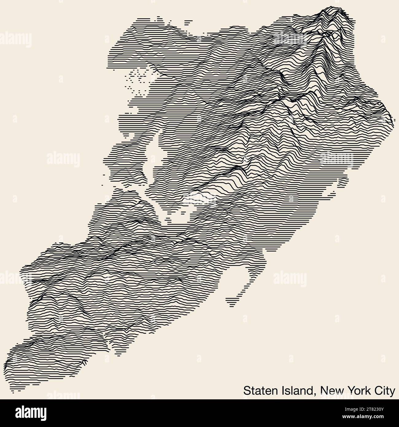 Topographic exaggerated relief map of the STATEN ISLAND, NEW YORK CITY ...
