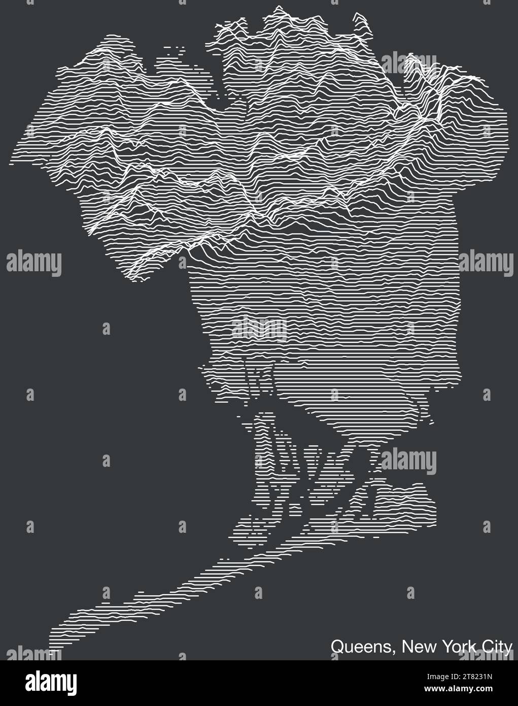 Topographic exaggerated relief map of the QUEENS, NEW YORK CITY Stock ...