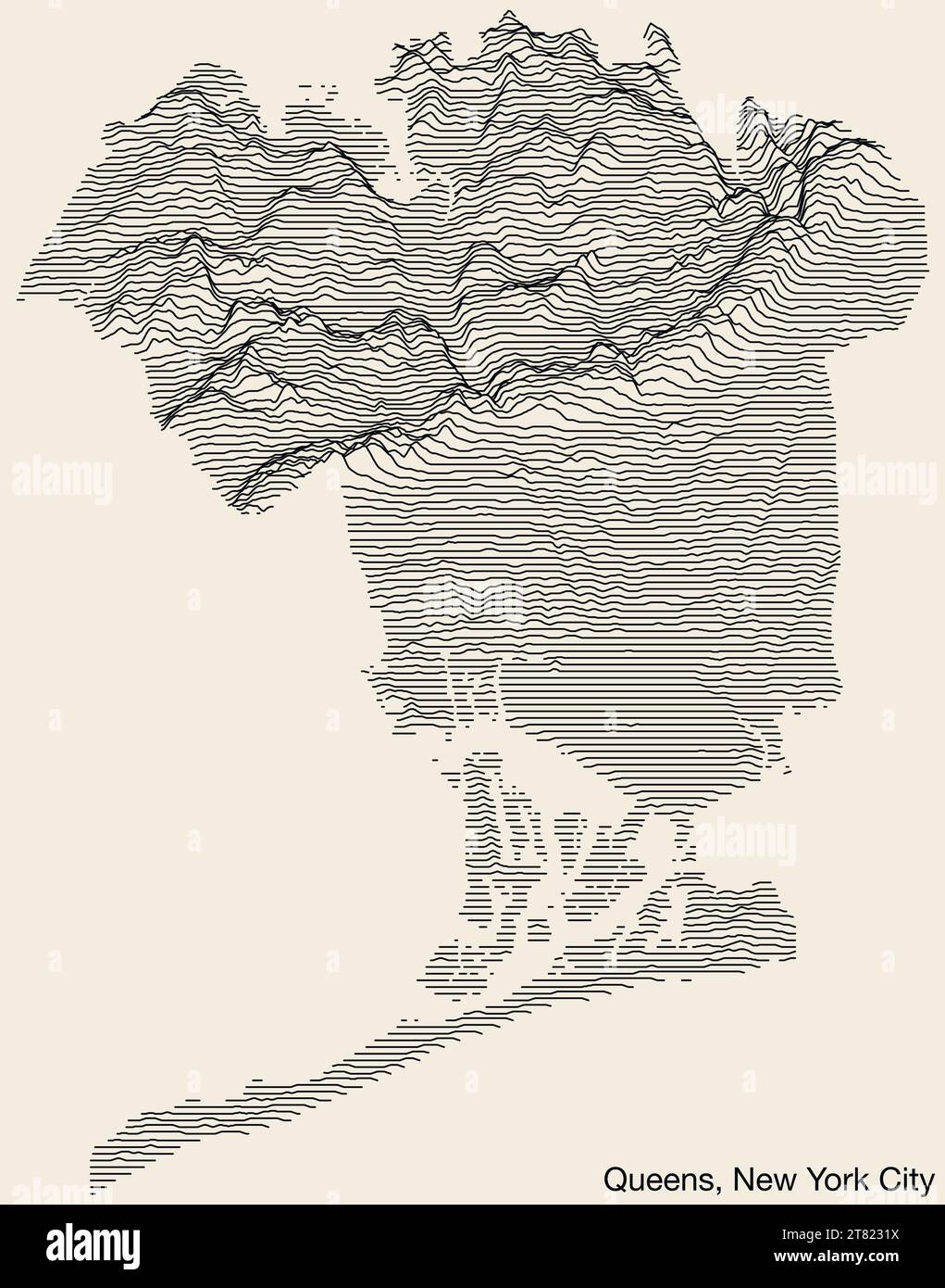 Topographic exaggerated relief map of the QUEENS, NEW YORK CITY Stock ...