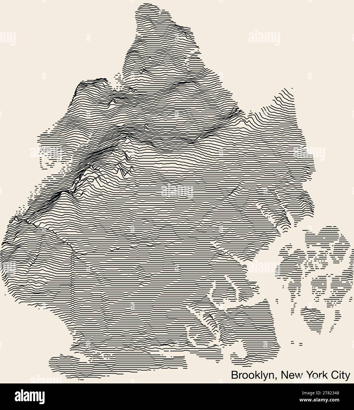 Topographic exaggerated relief map of BROOKLYN, NEW YORK CITY Stock ...