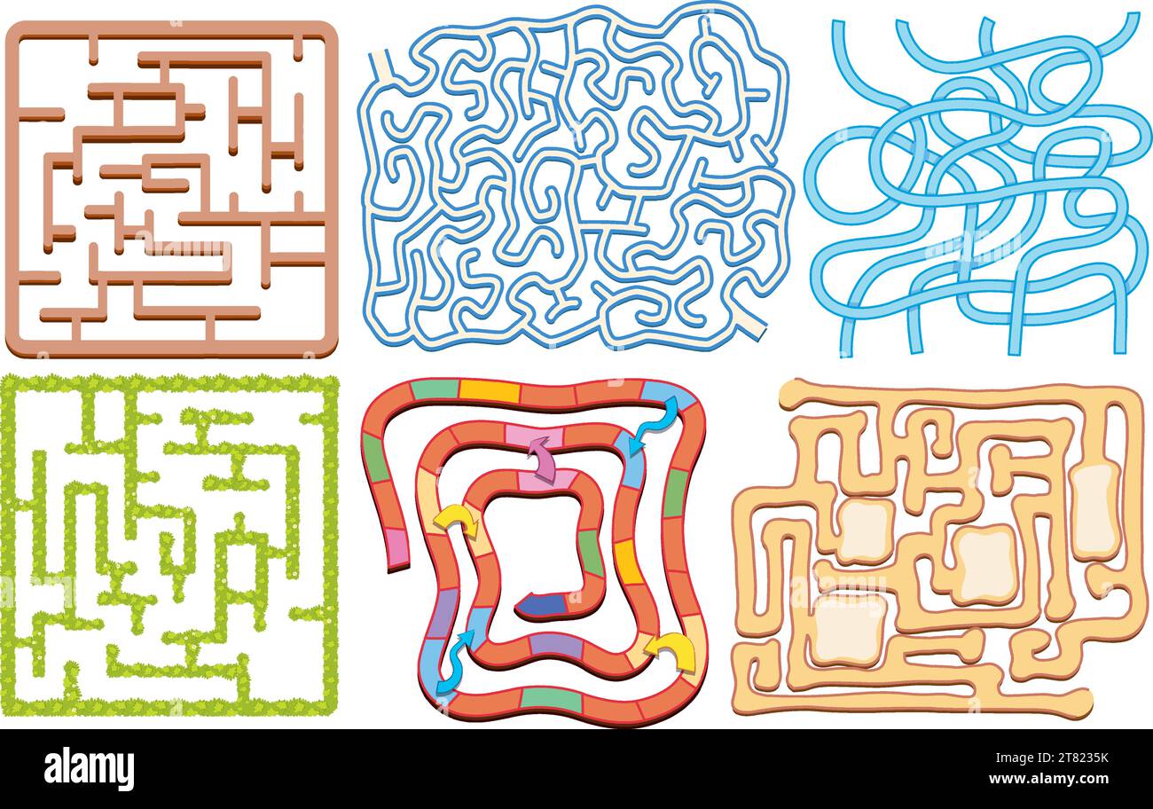 A vector cartoon illustration of a labyrinth maze game template Stock ...