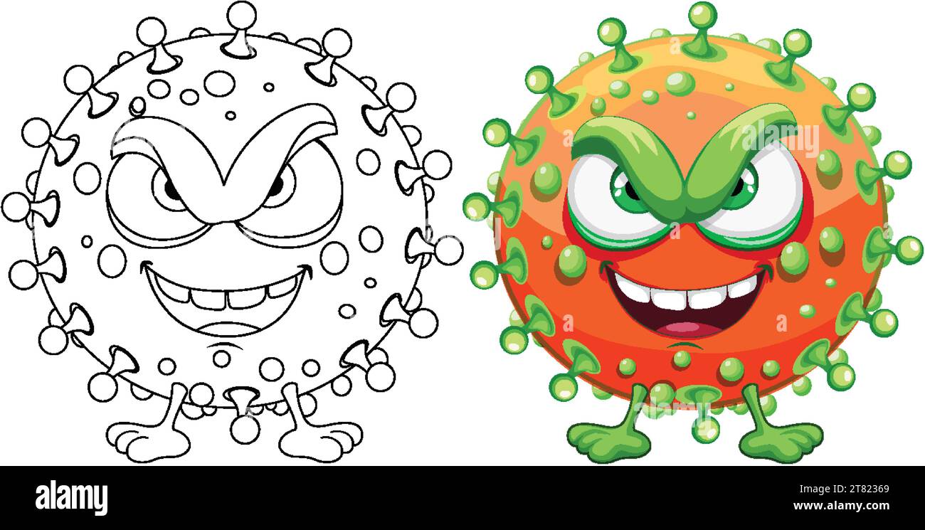 Coloring page featuring a cartoon monster character with a germ virus ...