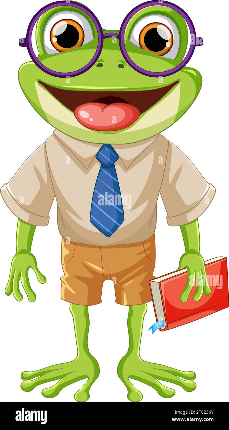 Green Frog Wearing Glasses Illustration Stock Vector Image And Art Alamy