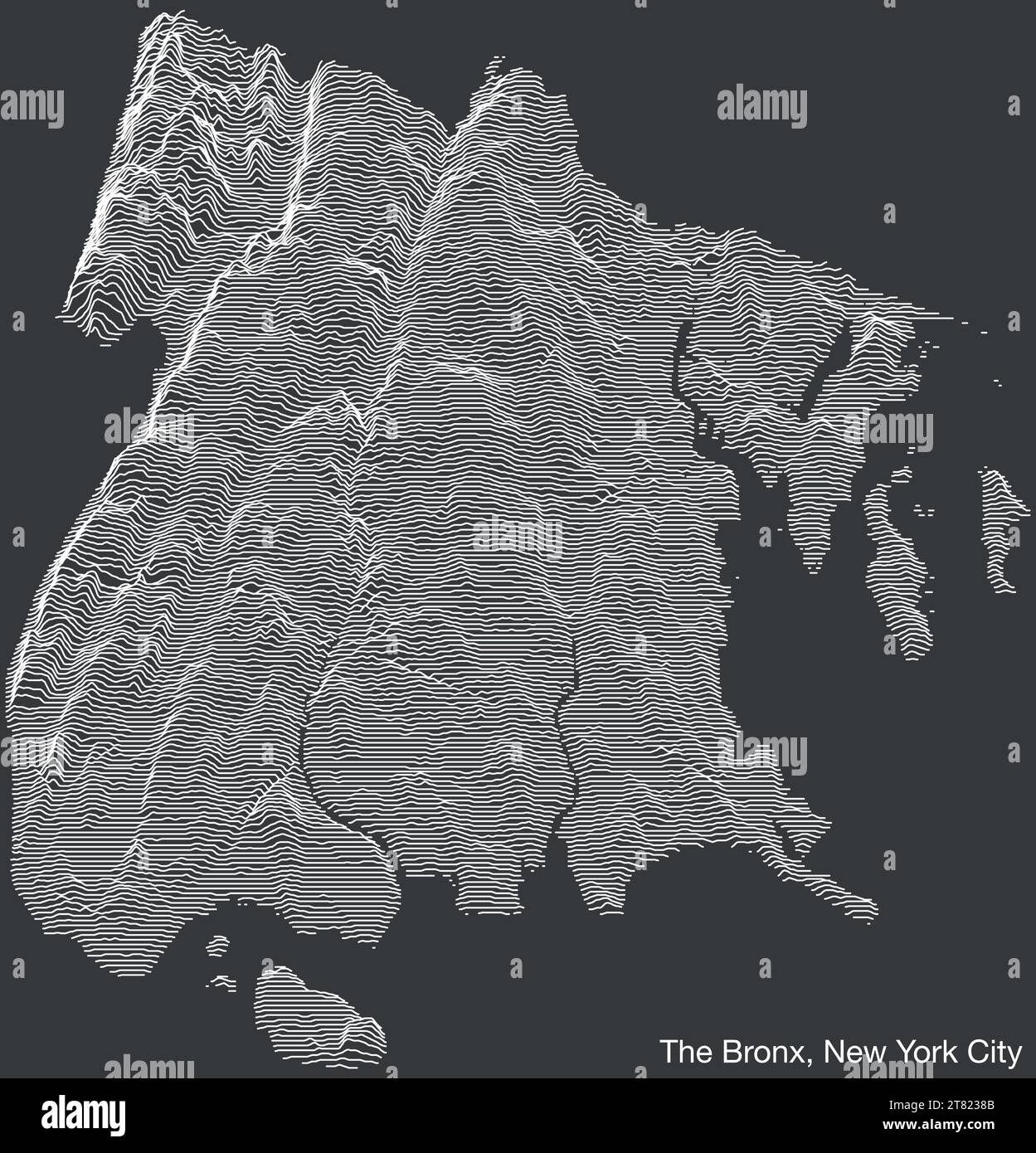 Topographic exaggerated relief map of THE BRONX, NEW YORK CITY Stock ...