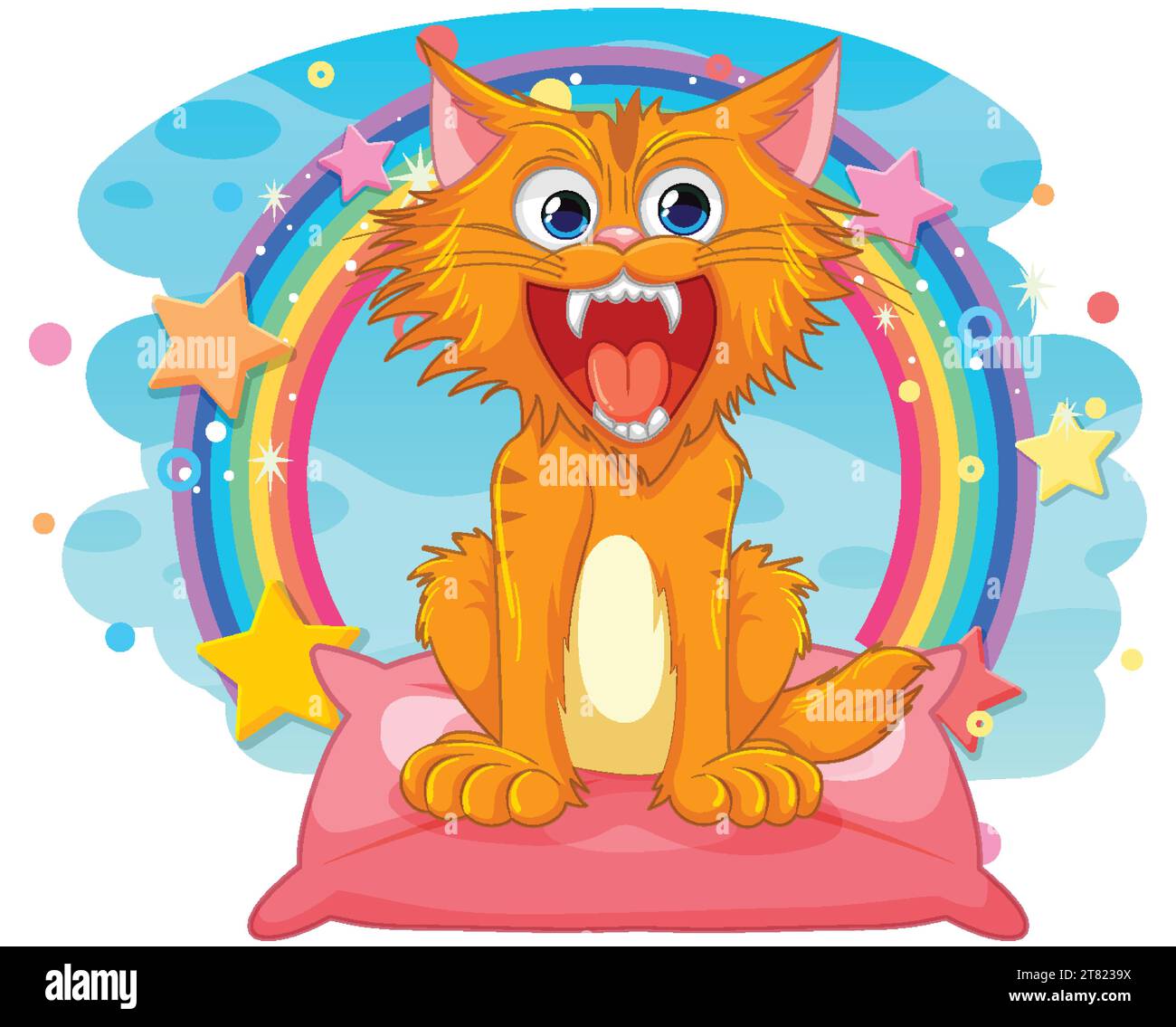A vector cartoon illustration of a feral cat against a fantasy background Stock Vector Image ...