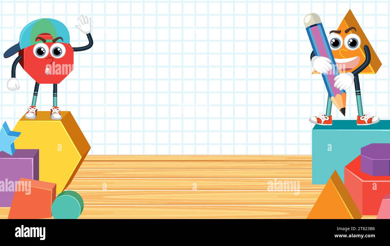 Colorful Cartoon Characters on Math Background illustration Stock ...