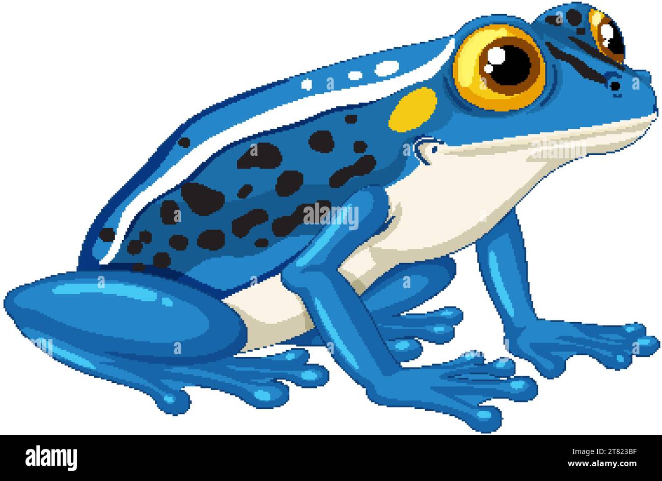 A vector cartoon illustration of a blue frog isolated on a white ...