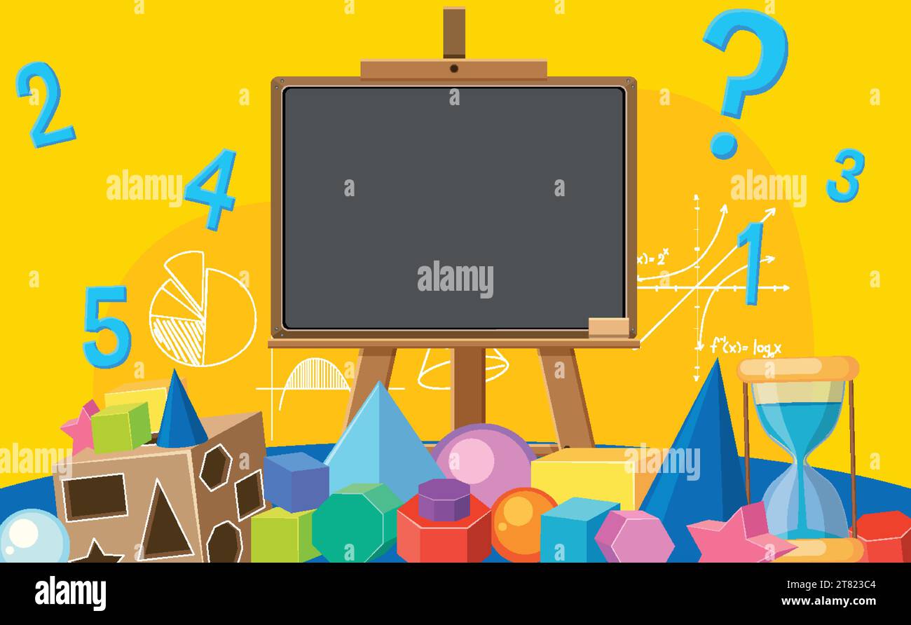 Math Tools and Numbers on Blank Blackboard Banner illustration Stock ...
