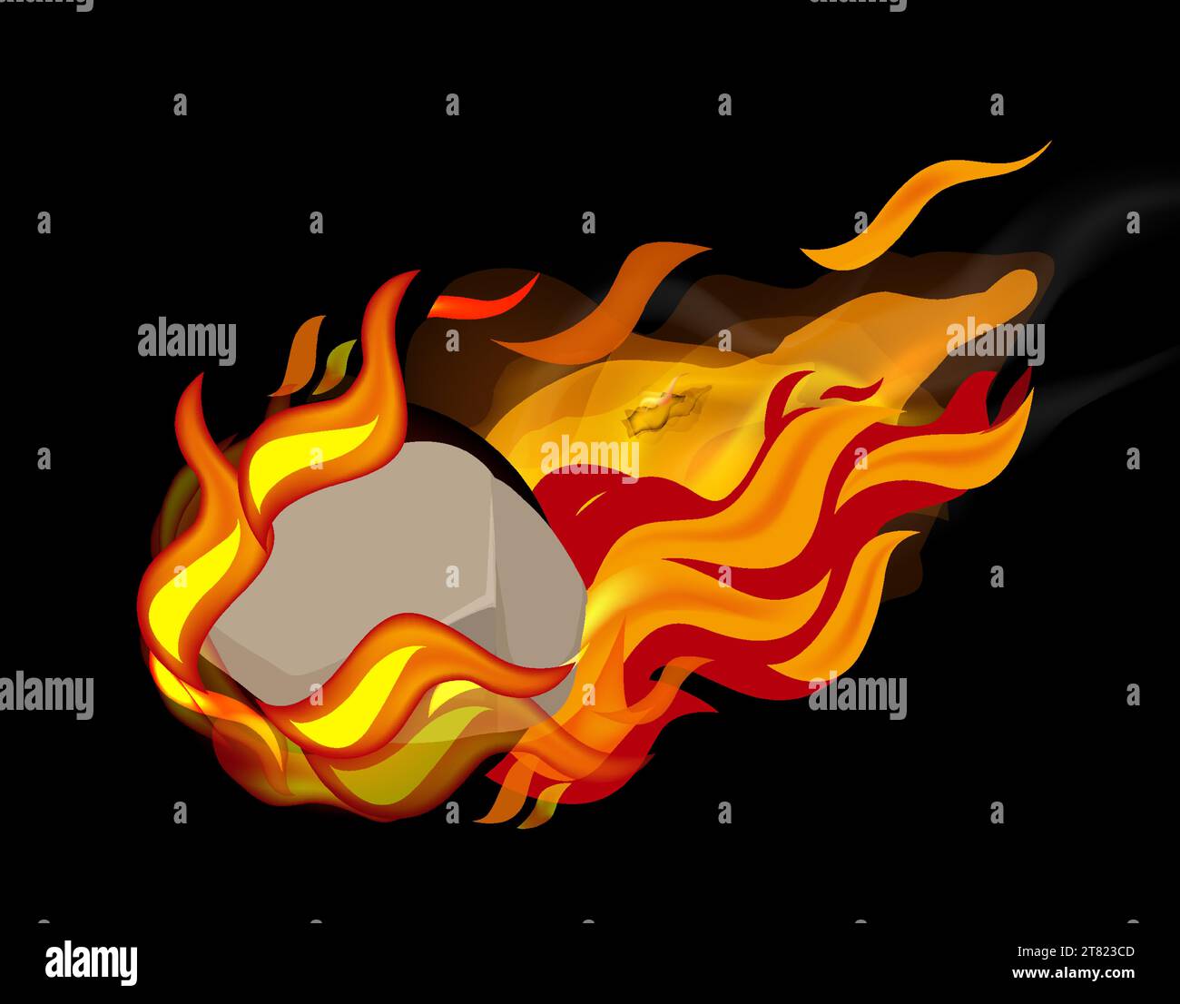 A vibrant vector cartoon illustration of comets, asteroids, and meteors ...