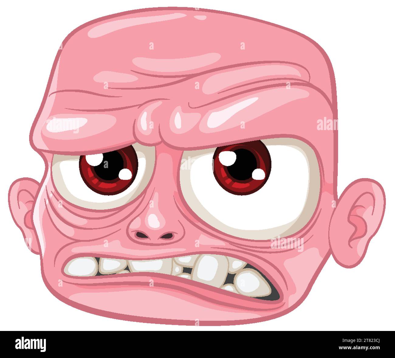 A grumpy old zombie man with a bald head and pink skin depicted in a ...