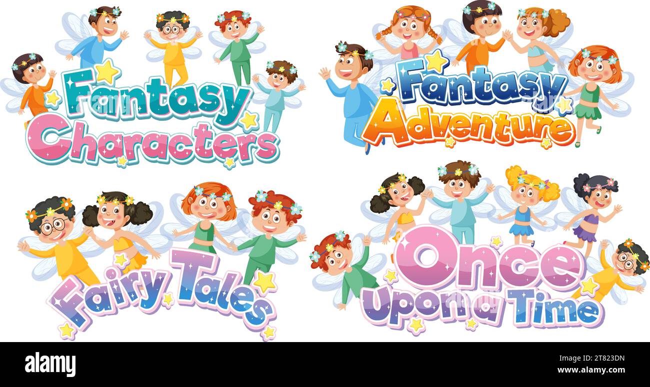 A vibrant and whimsical cartoon illustration of a group of fantasy ...