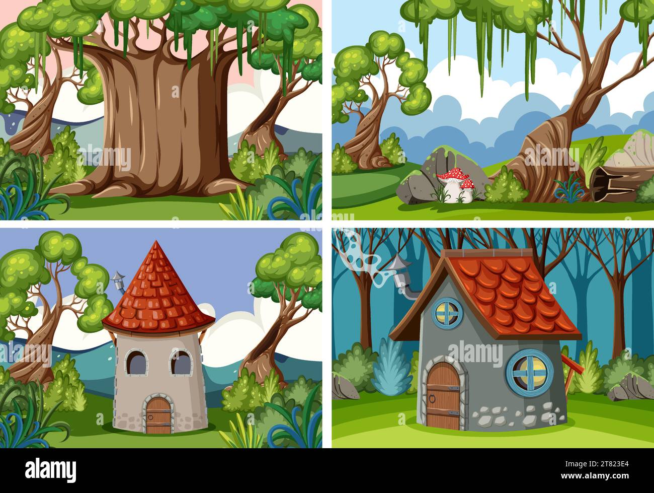A whimsical vector illustration of a fantasy forest Stock Vector Image ...