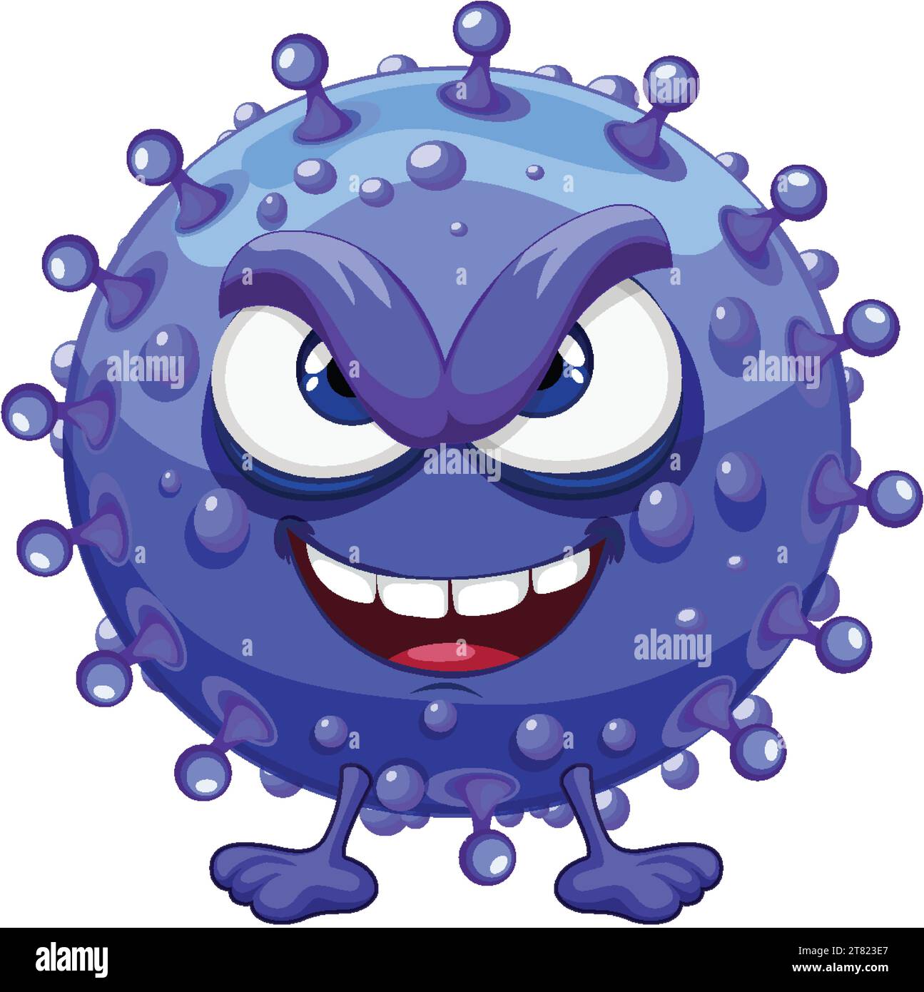 A whimsical cartoon character of a purple bacteria germ virus monster ...